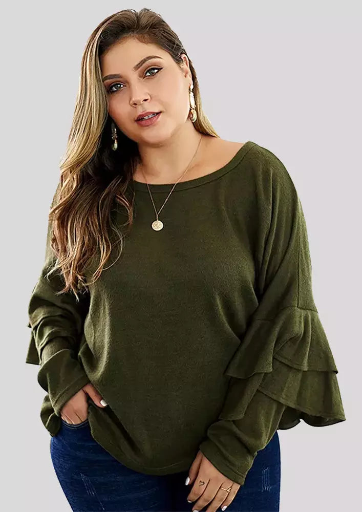 Plus Size Ruffled Blouse - IKI CHIC